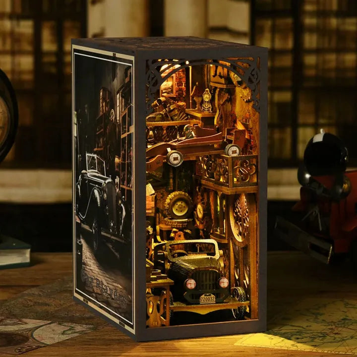 Car Players: Vintage Diorama Eco-Friendly Wood LED Book Nook Kit