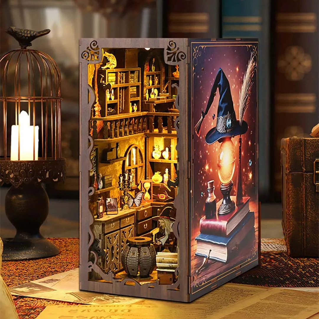Magic Night: Wizardry Diorama Beginner-Friendly Wood LED Book Nook Kit