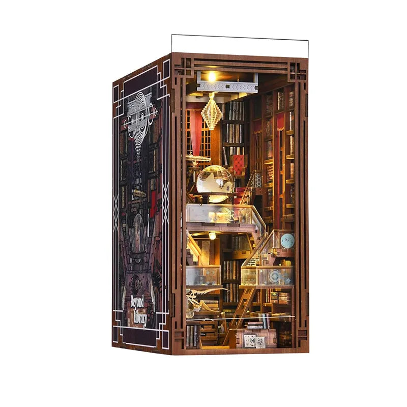 Beyond Library: Wooden Mini Scene with LED Library Diorama Book Nook