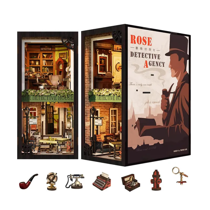 Rose Detective Agency: Mystery Diorama Wooden LED Miniature Book Nook